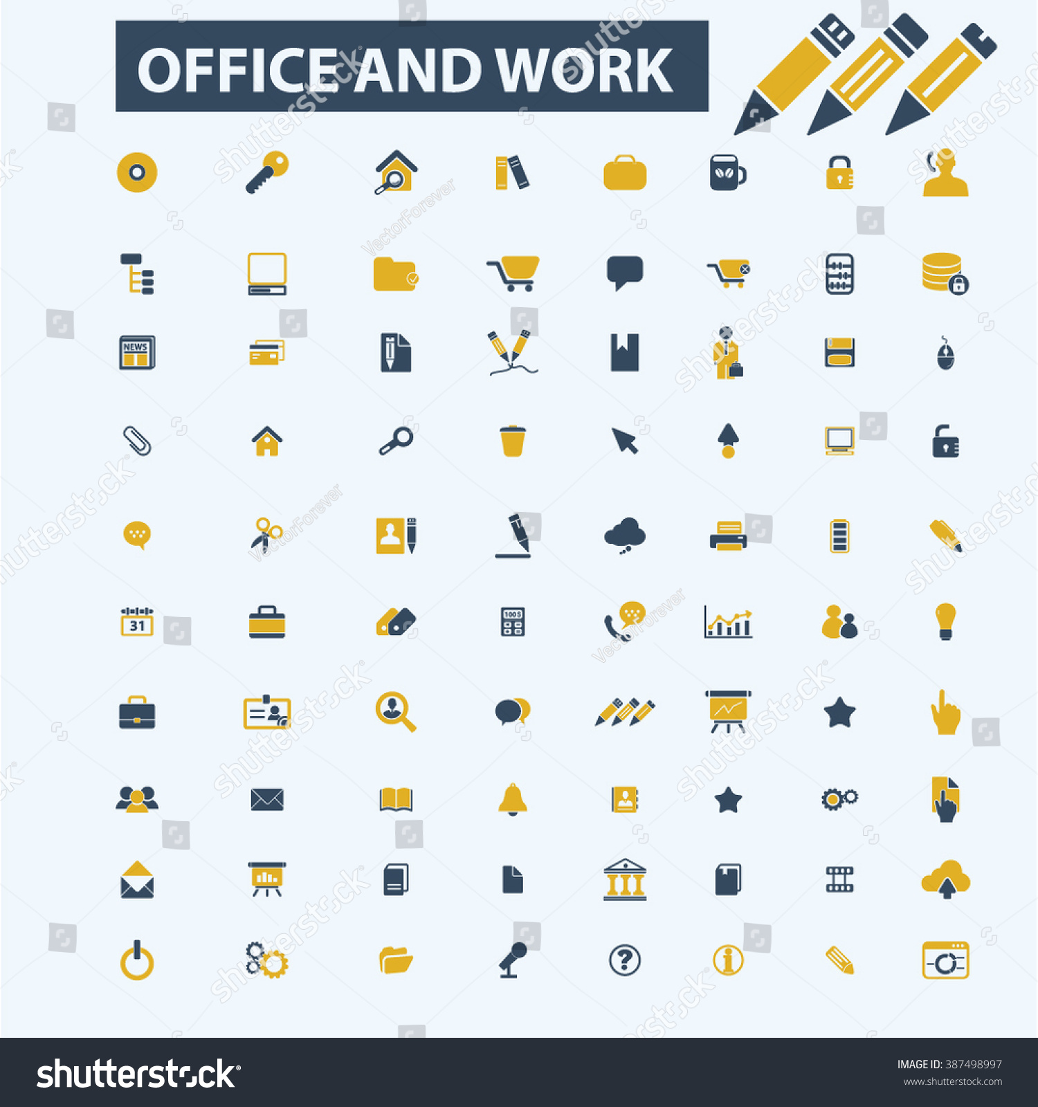 Office Work Icons Stock Vector (Royalty Free) 387498997
