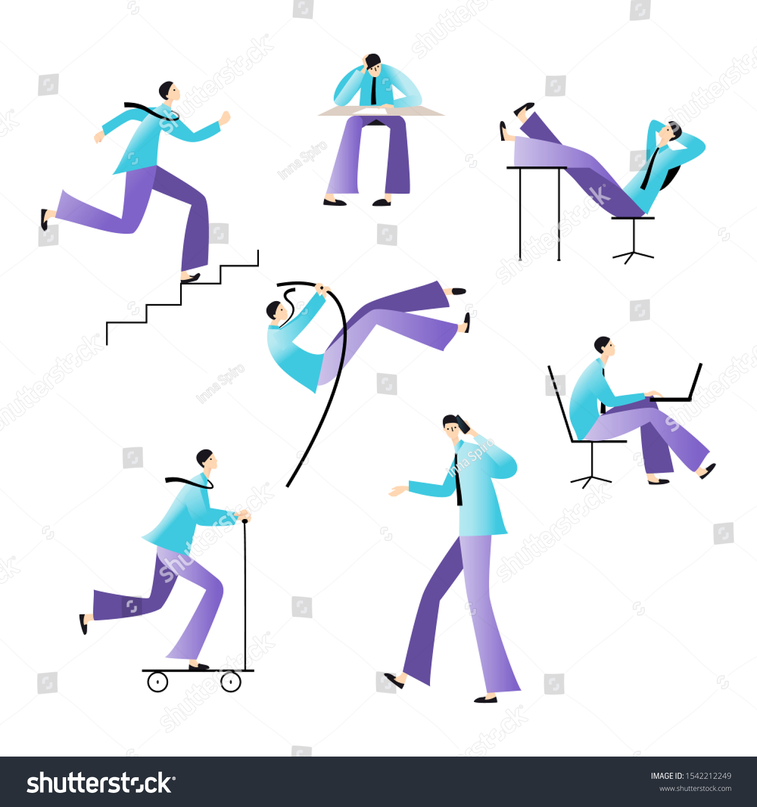 Office Worker Character Design Set Vector: vetor stock (livre de ...