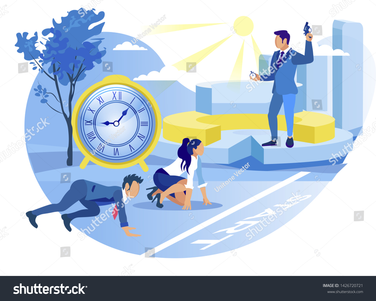 Office Workers Start Project Competitive Process Stock Vector (Royalty ... Office Workers Start Project Competitive Process Stock Vector (Royalty ...
