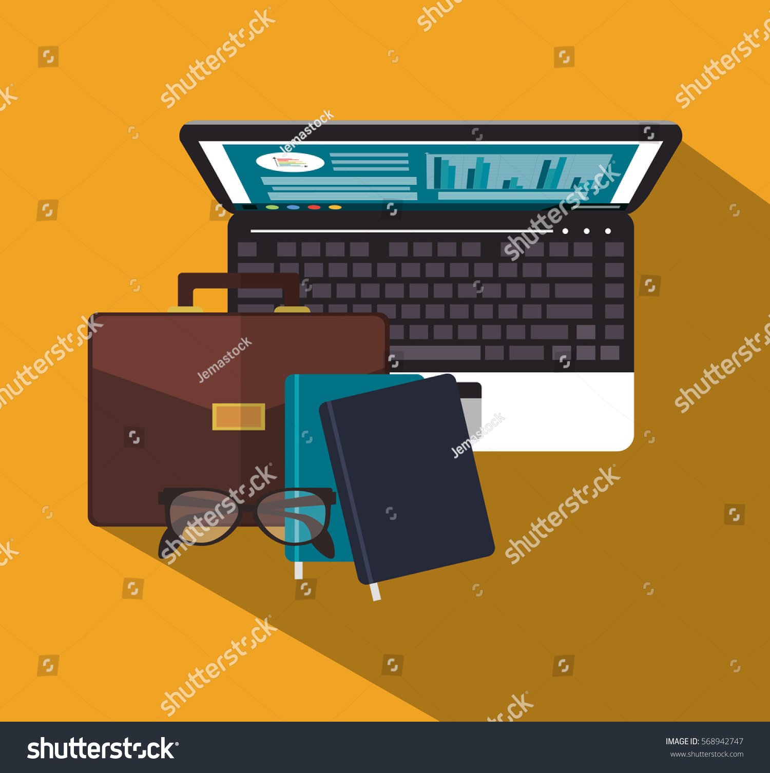 Office Workplace Design Stock Vector (Royalty Free) 568942747 ...