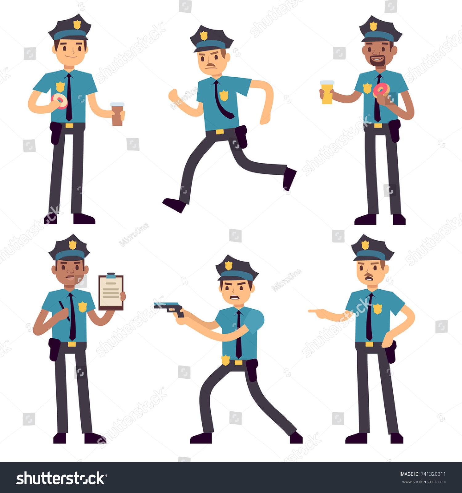 Officer Policeman Vector Cartoon Characters Isolated: vector de stock ... Officer Policeman Vector Cartoon Characters Isolated: vector de stock ...