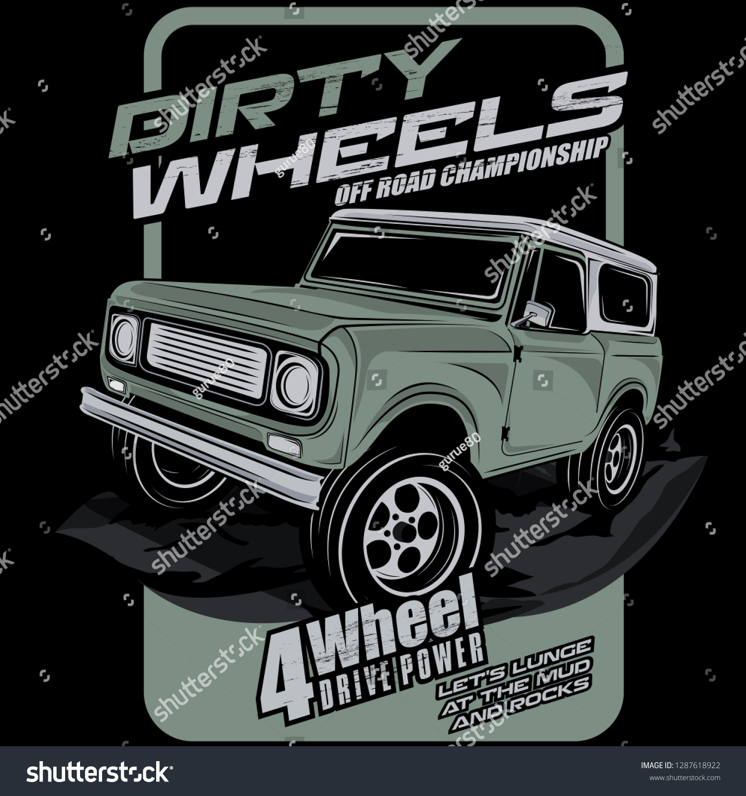 Offroad Dirty Wheels Car Vector Illustrations Stock Vector (Royalty ...