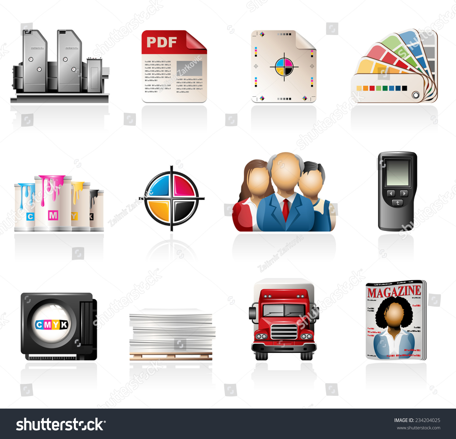 Offset Printing Icons Stock Vector Illustration 234204025 : Shutterstock