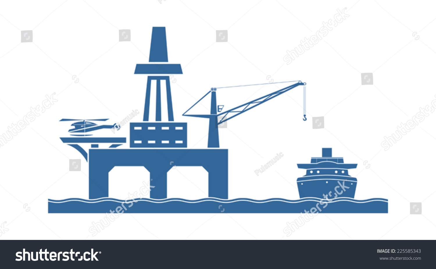 Offshore Oil Platform Vector Illustration 库存矢量图（免版税）225585343 ...