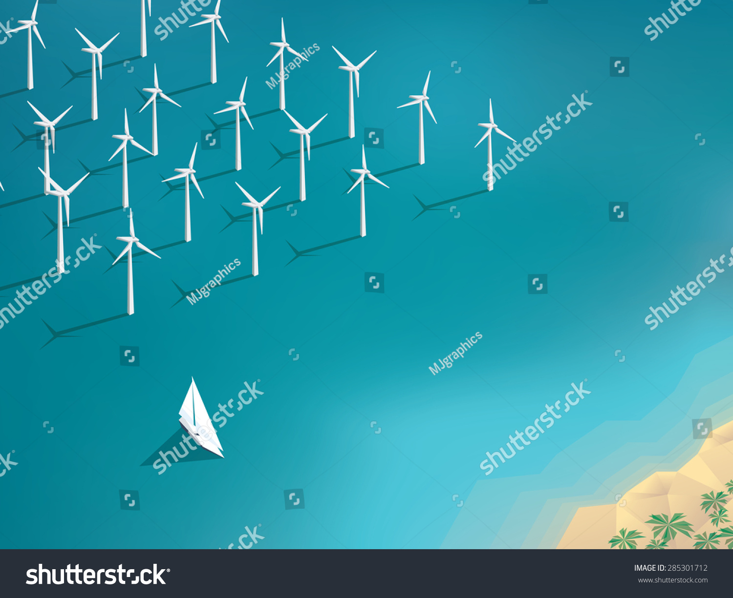 Offshore Wind Farm Concept Ecological Background Stock Vector (Royalty ...