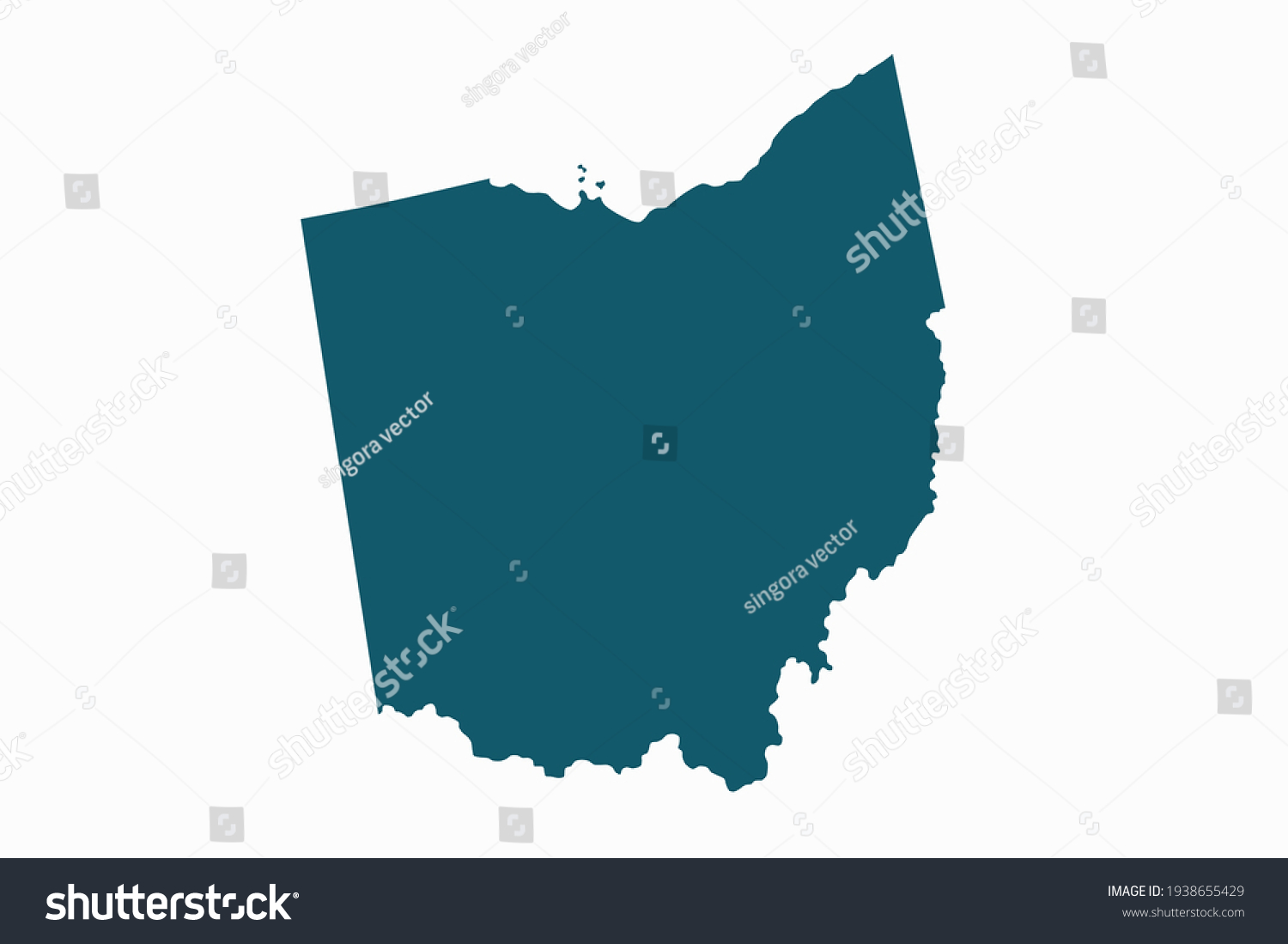 Ohio Map Vector Blue Color On Stock Vector (Royalty Free) 1938655429