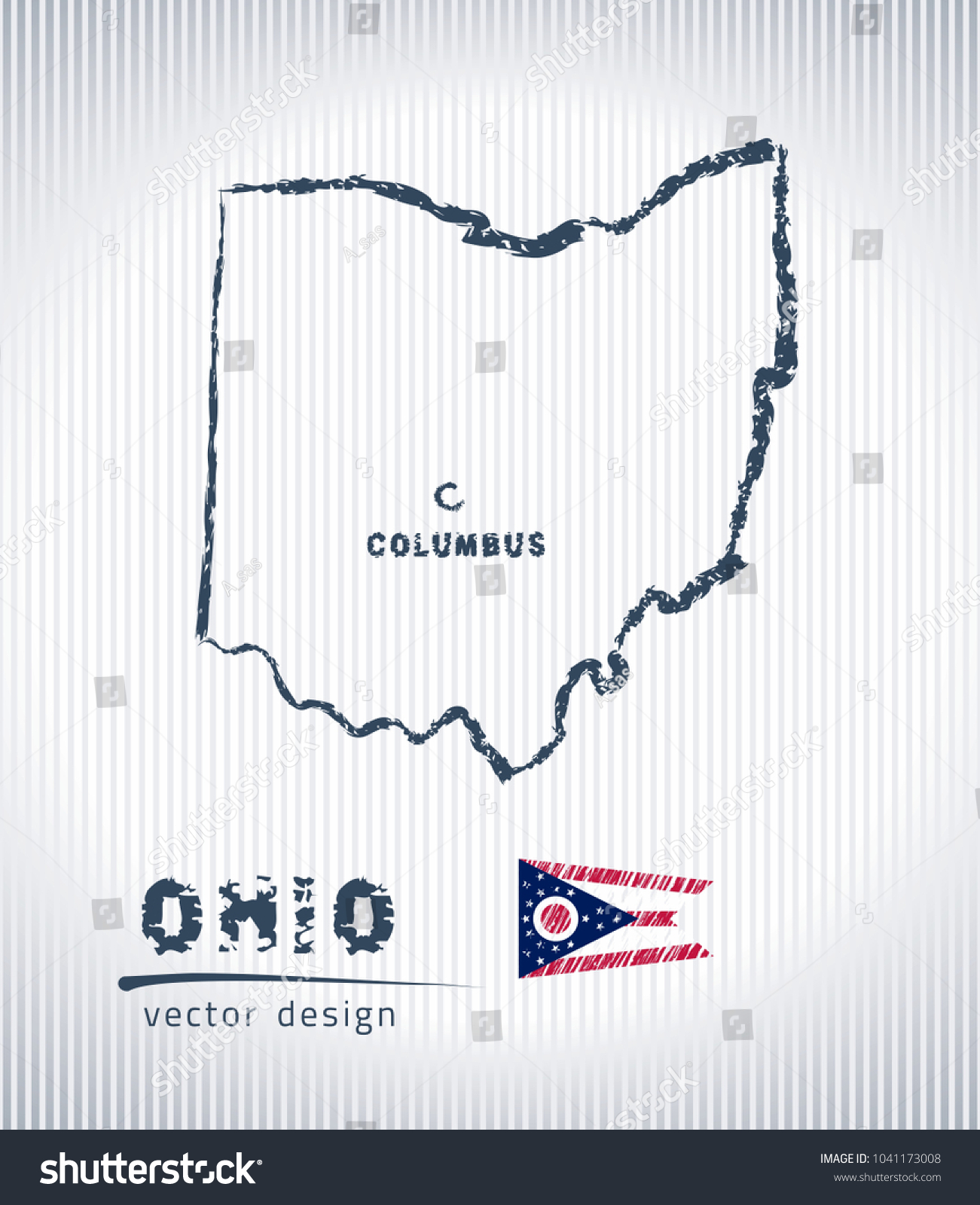 Ohio Vector Chalk Drawing Map Isolated Stock Vector (Royalty Free ...