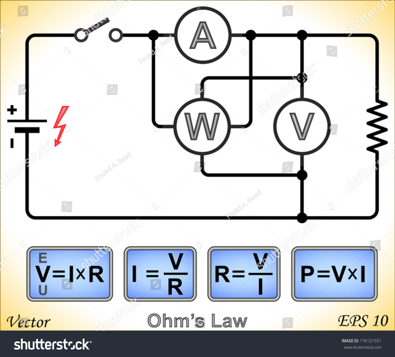 Ohm'S Law Stock Vector Illustration 176121551 : Shutterstock