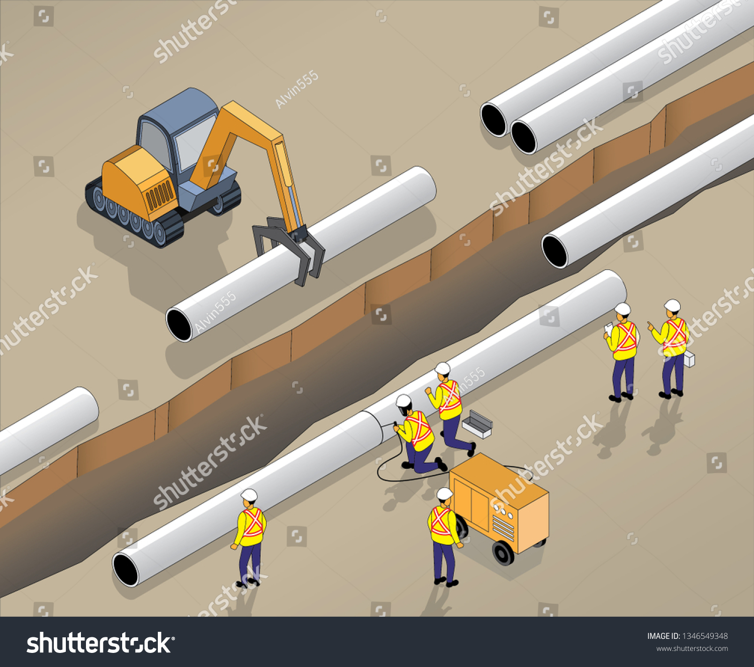 Oil Pipeline Construction Vector: เวกเตอร์สต็อก (ปลอดค่าลิขสิทธิ์ ...