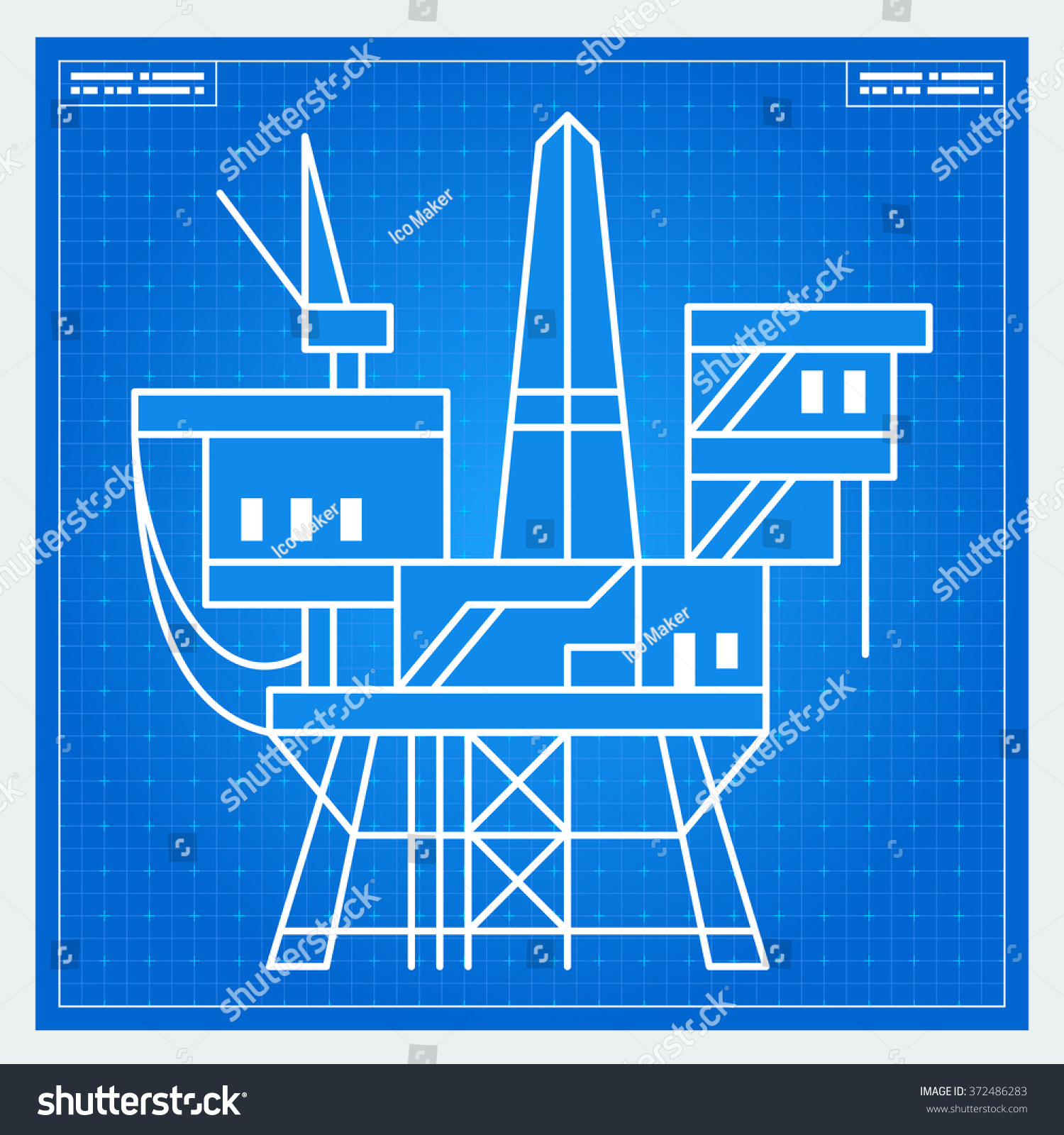 Oil Platform Rig Blueprint Scheme Vector Stock Vector (Royalty Free ...