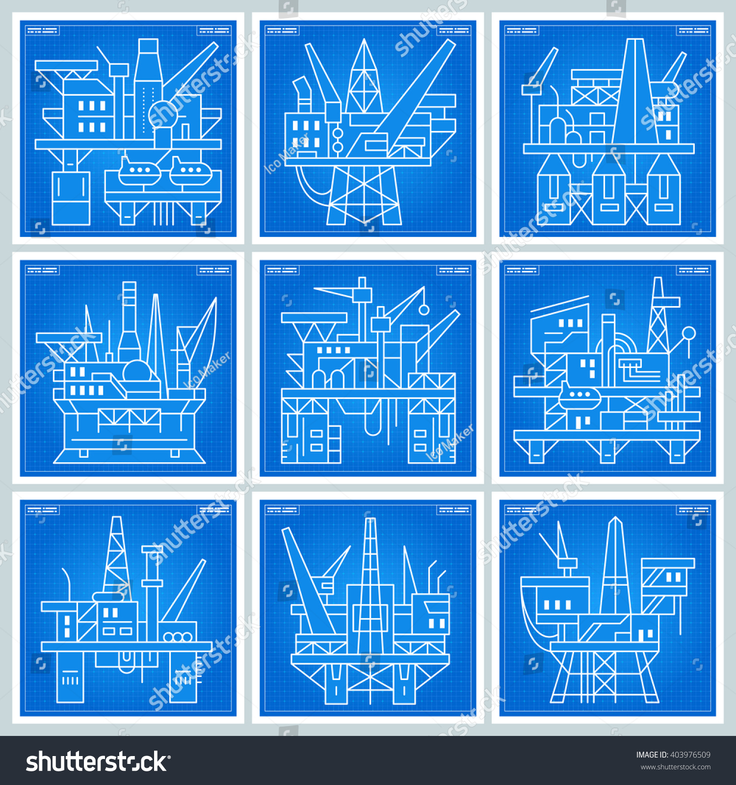 Oil Platforms Blueprint Vector Stock Vector (Royalty Free) 403976509