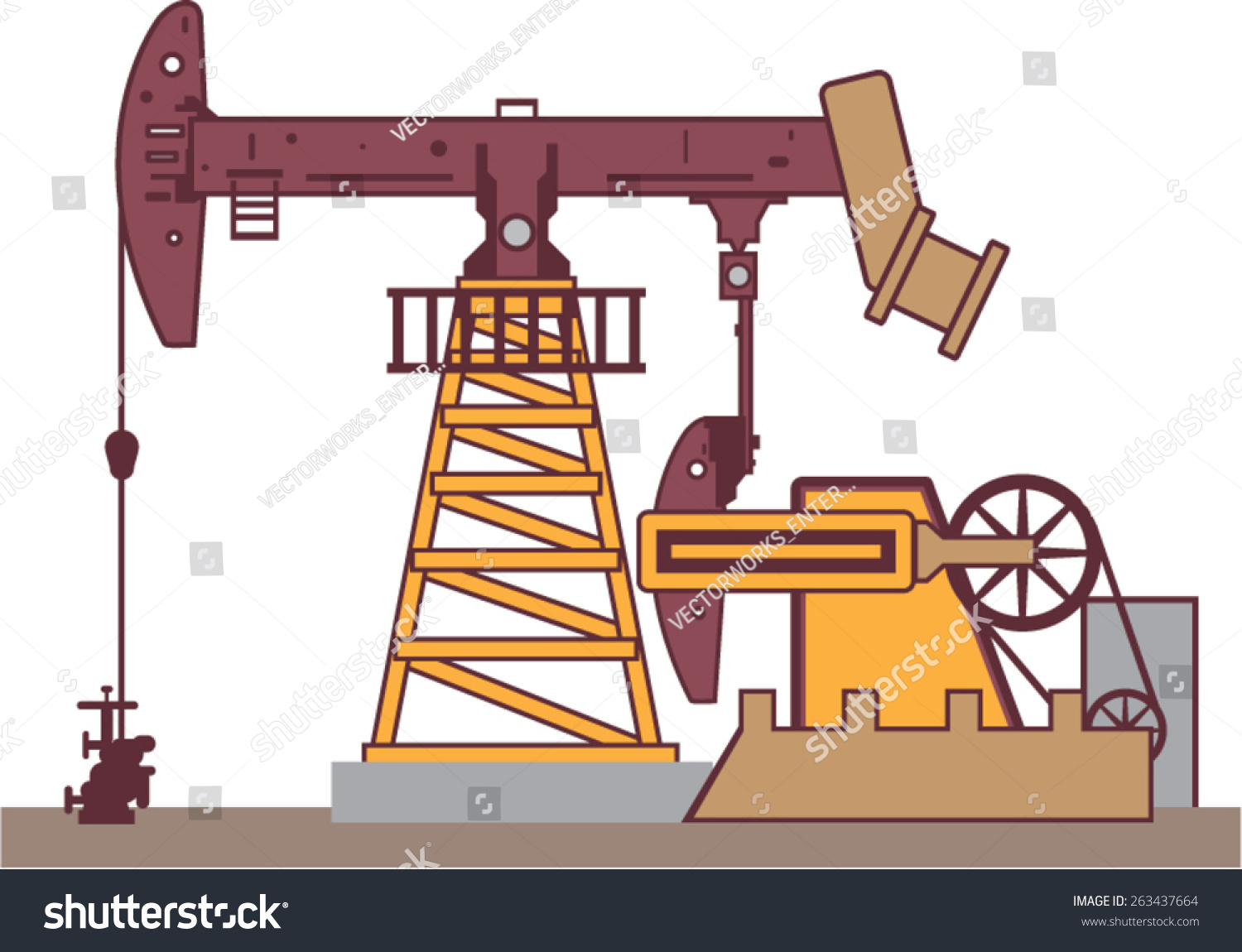 Oil Pumping Rig Stock Vector (Royalty Free) 263437664 | Shutterstock