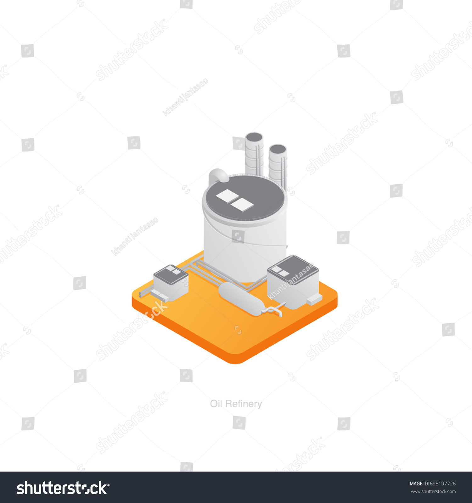 Oil Refinery Isometric Vector Stock Vector (Royalty Free) 698197726