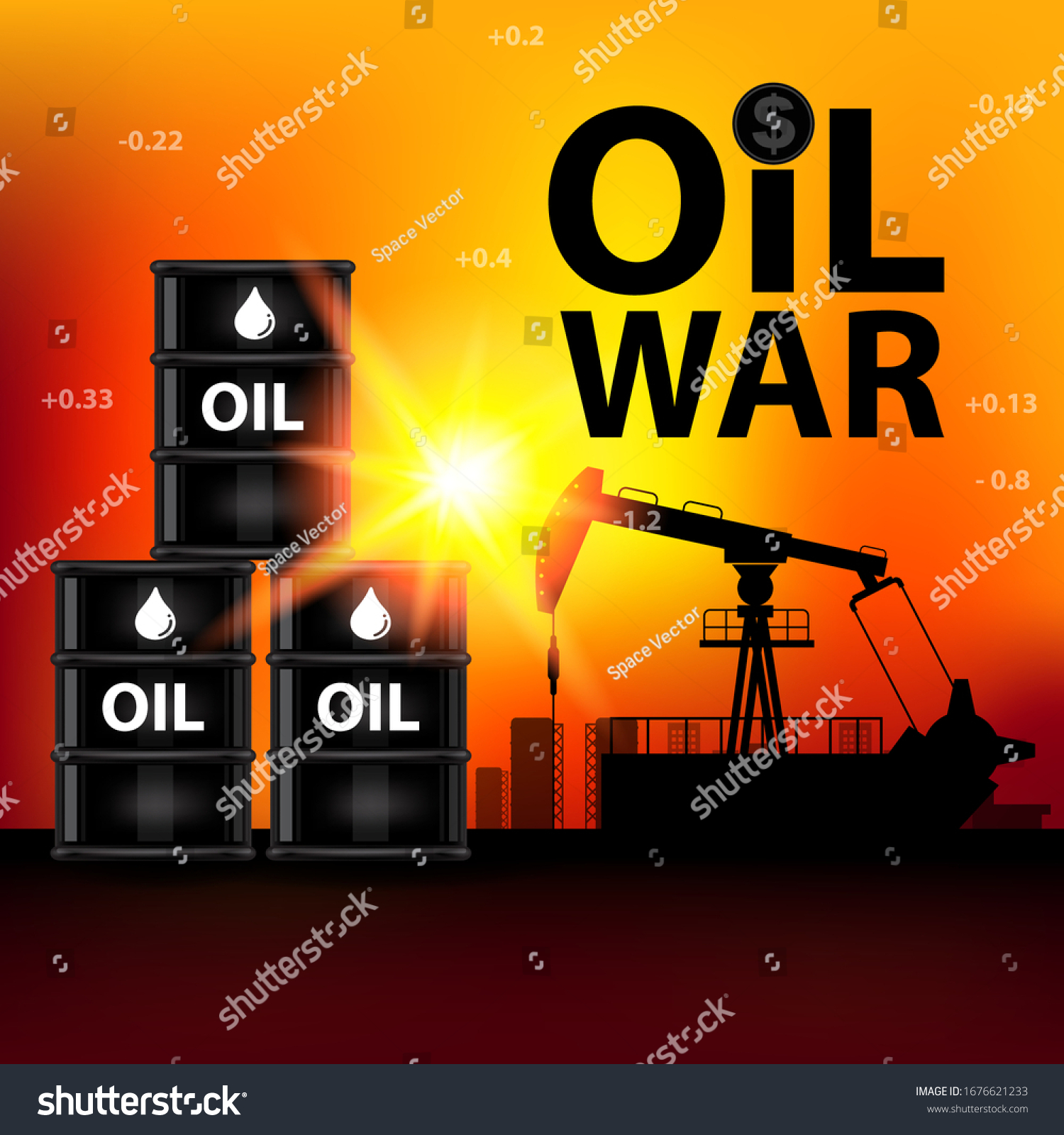 Oil War Vector Concept Silhouette Background Stock Vector (Royalty Free ...