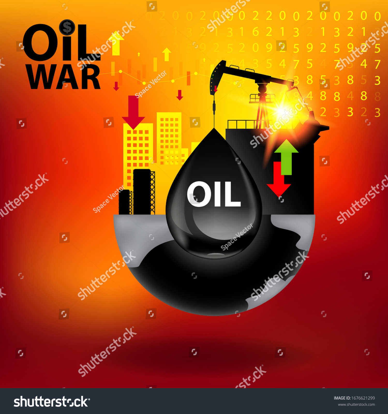 Oil War Vector Concept Silhouette Background Stock Vector (Royalty Free ...