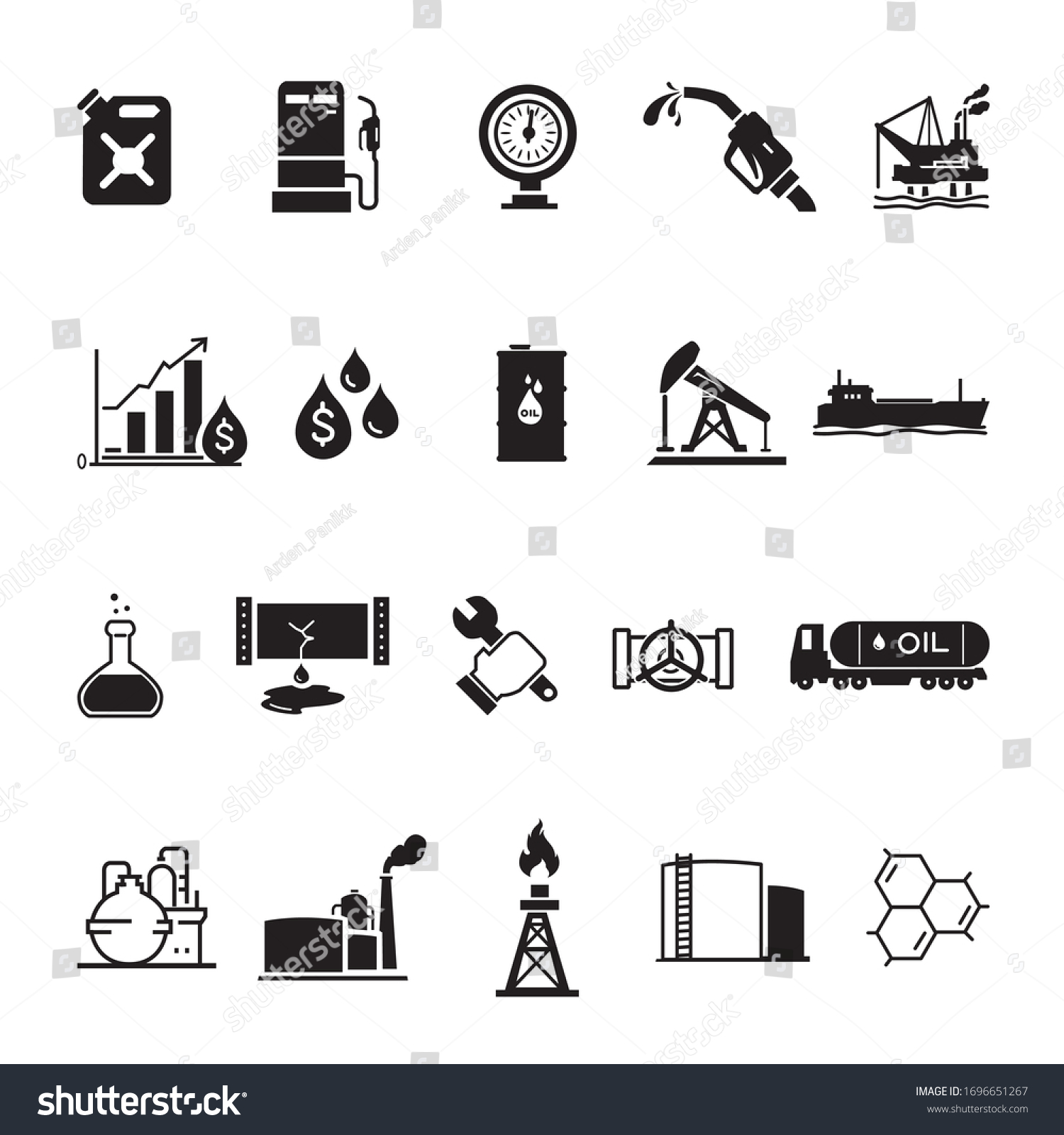 Vektor Stok Oils Petroleum Icon Vector Draw Set (Tanpa Royalti ...