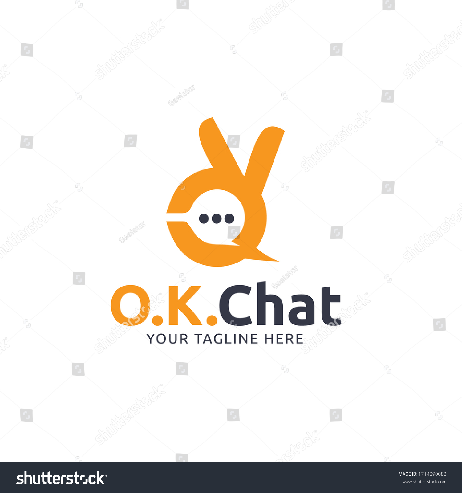 Ok Chat Bubble Logo Design Stock Vector (Royalty Free) 1714290082
