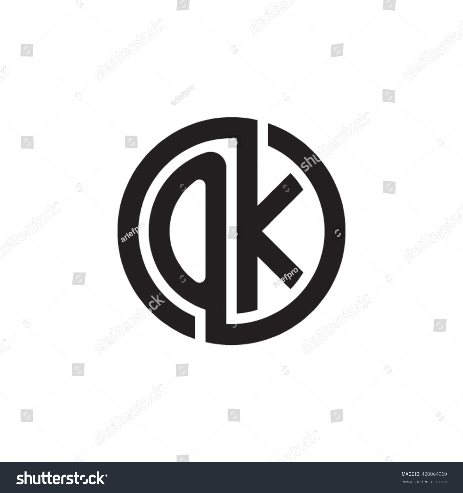 Ok Initial Letters Looping Linked Circle Stock Vector (Royalty Free ...