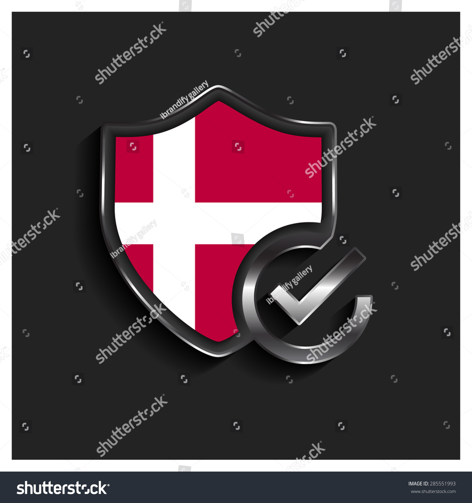 Ok Security Shield Denmark Flag Stock Vector (Royalty Free) 285551993