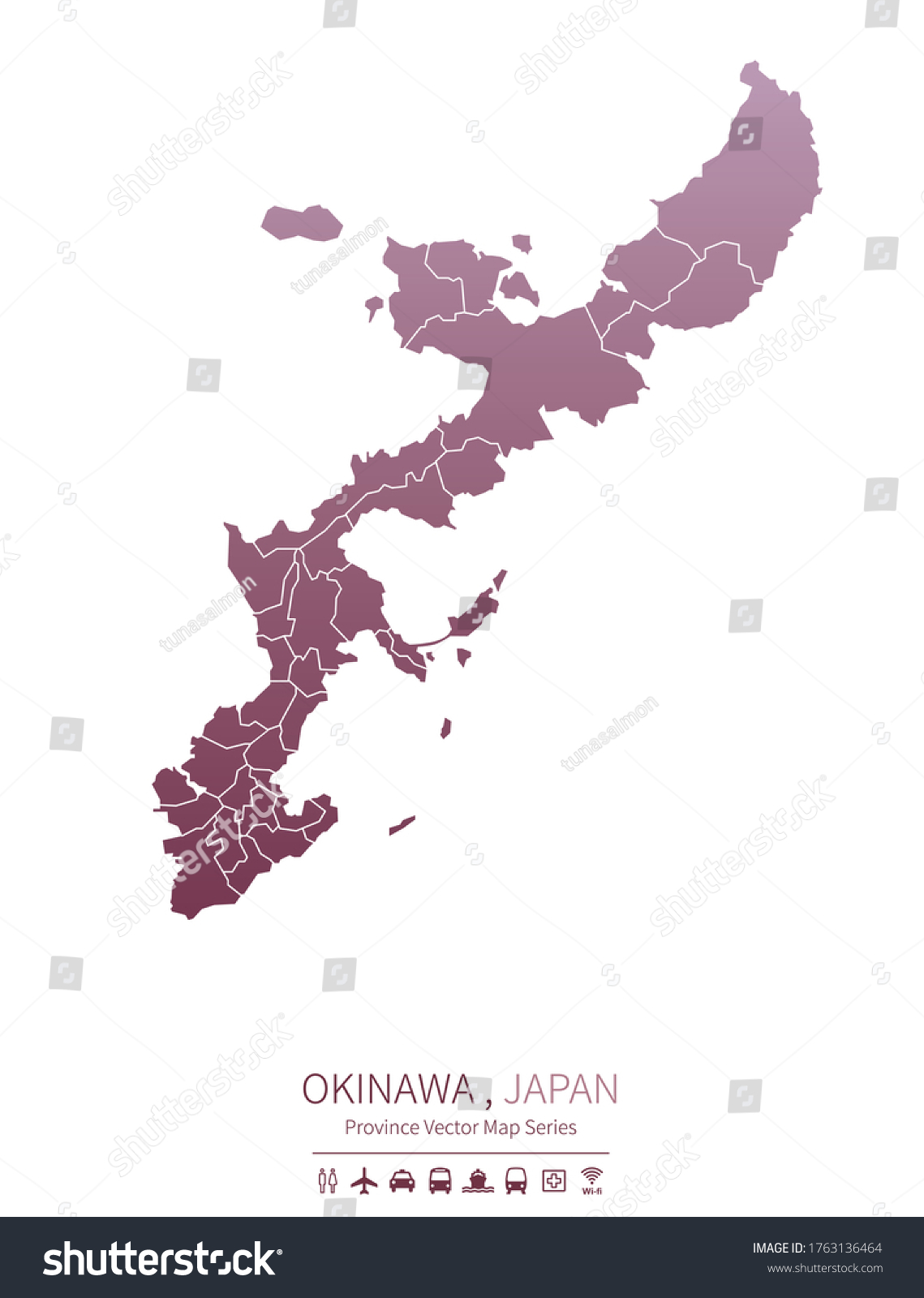 Vektor Stok Okinawa Map Japan Provinces Vector Map (Tanpa Royalti ...