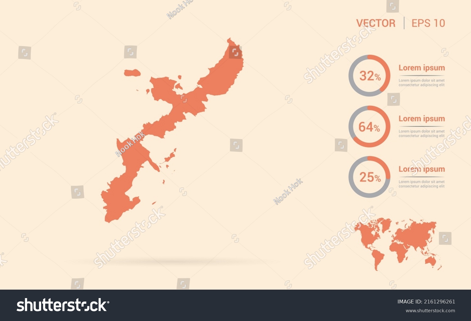 Okinawa Map Orange Abstract Infographic Vector Stock Vector (Royalty ...