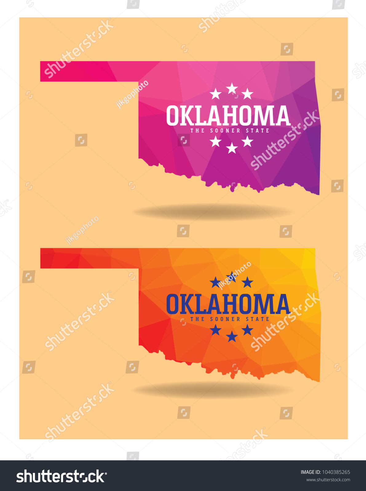 Oklahoma Map Triangle Polygon Geometry Nickname: vector de stock (libre ...