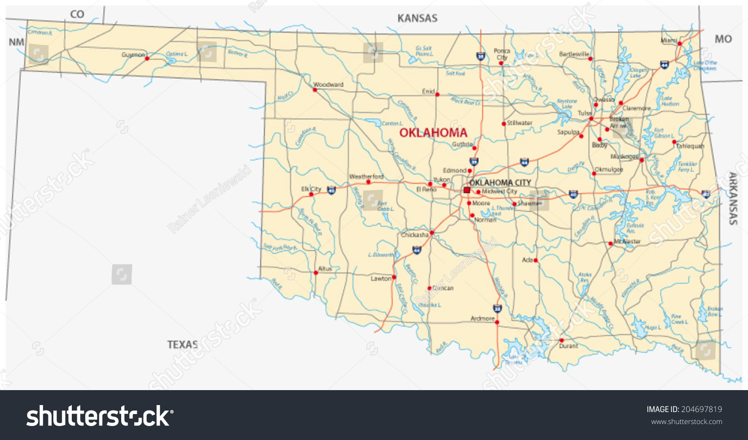 830 Oklahoma road map Images, Stock Photos & Vectors | Shutterstock