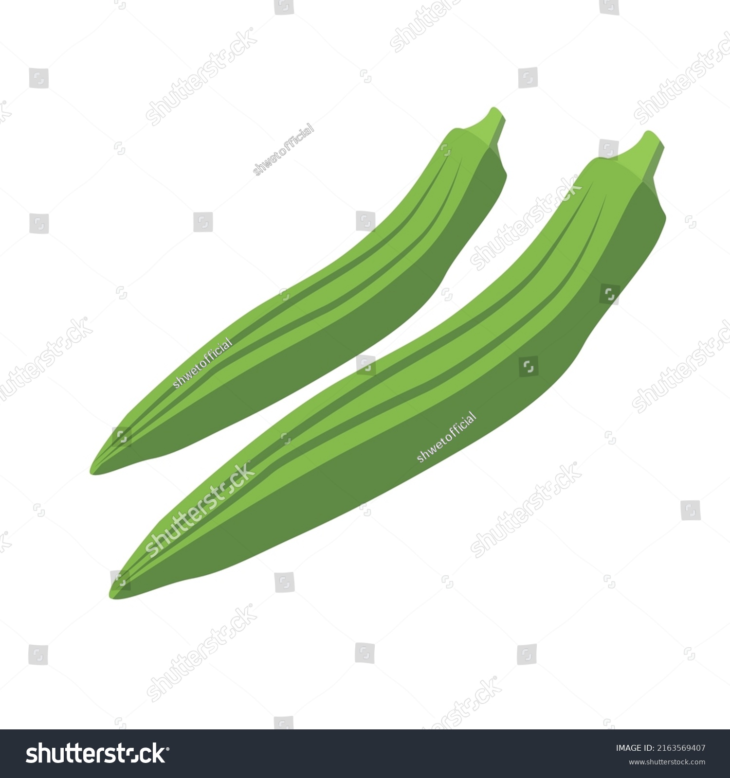 Okra Vector Vegetable Isolated On White Stock Vector (Royalty Free ...
