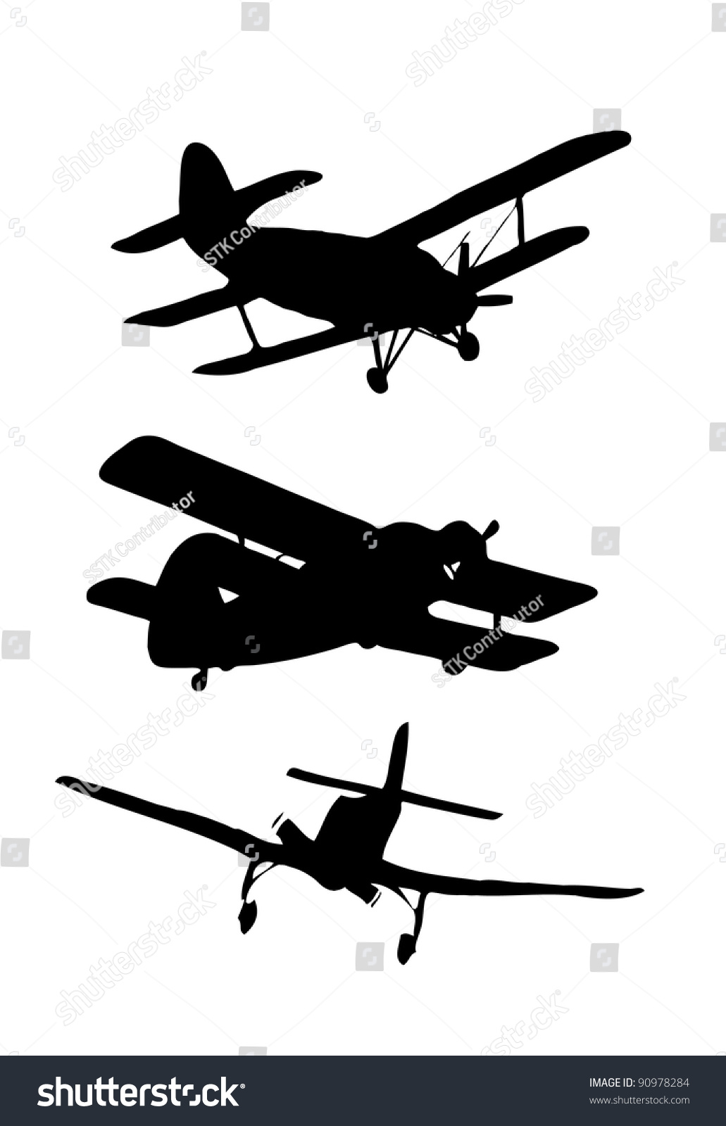 Old Aircrafts Collection Vector Stock Vector (Royalty Free) 90978284