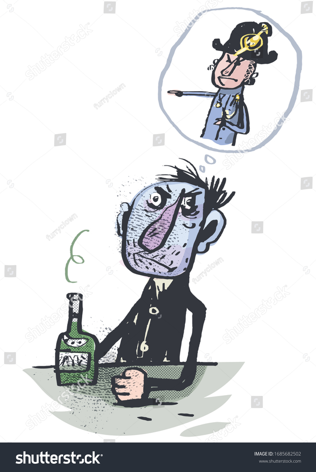 Old Alcoholic Dreaming Comic Character Vector Stock Vector (Royalty ...
