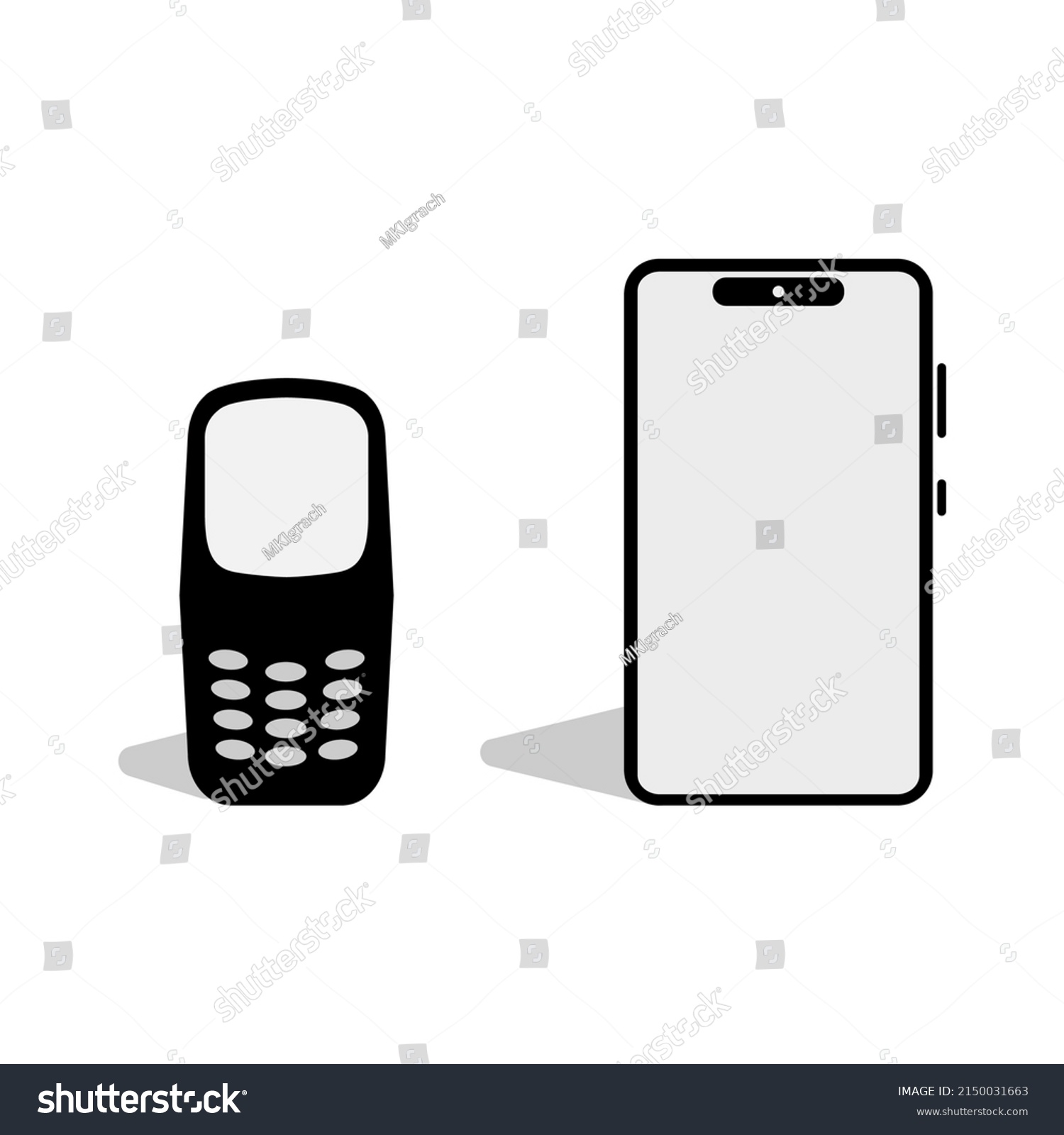 Old Modern Phone Icon On White Stock Vector (Royalty Free) 2150031663 ...