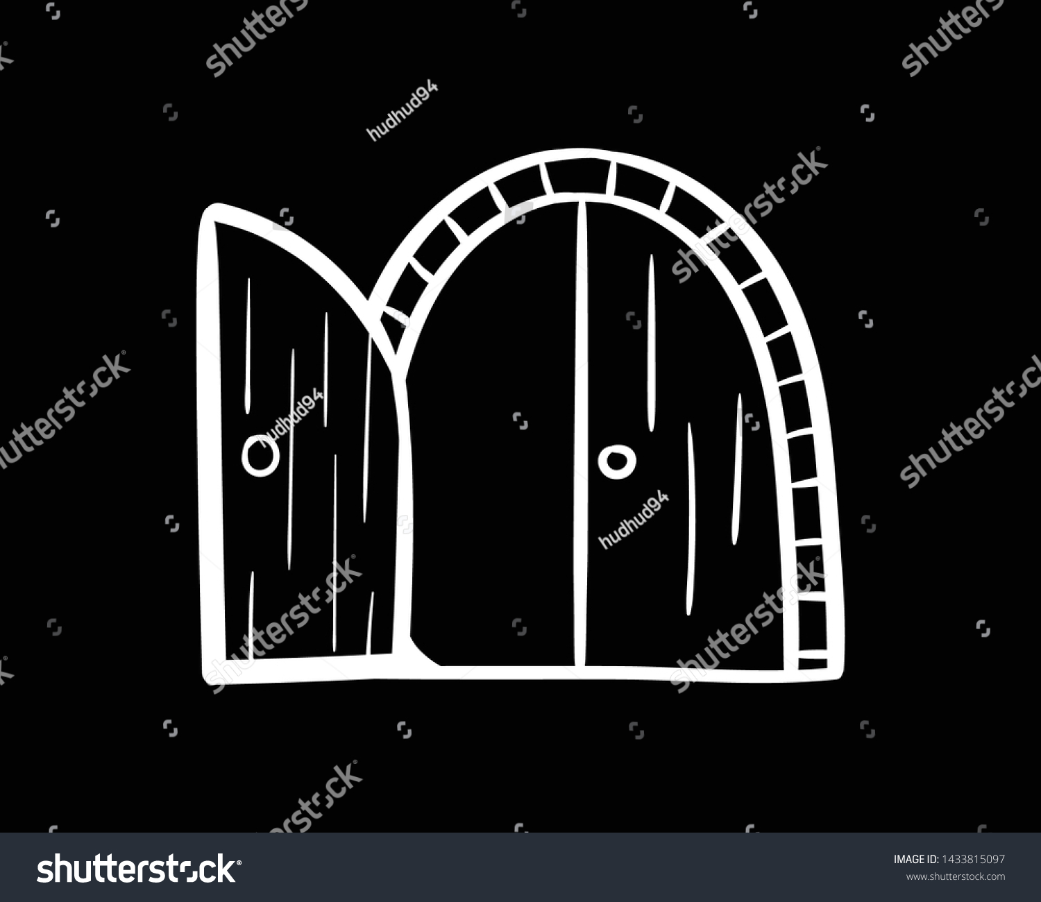Old Arched Door Doodle Icon Vector Stock Vector (Royalty Free ...