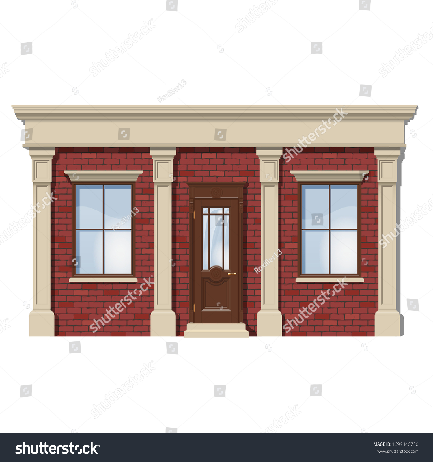 Old Brick Facade Windows Stock Vector (Royalty Free) 1699446730