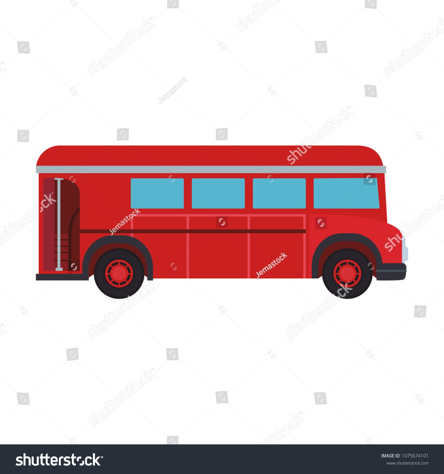 Old Bus Vehicle Stock Vector (Royalty Free) 1075674101