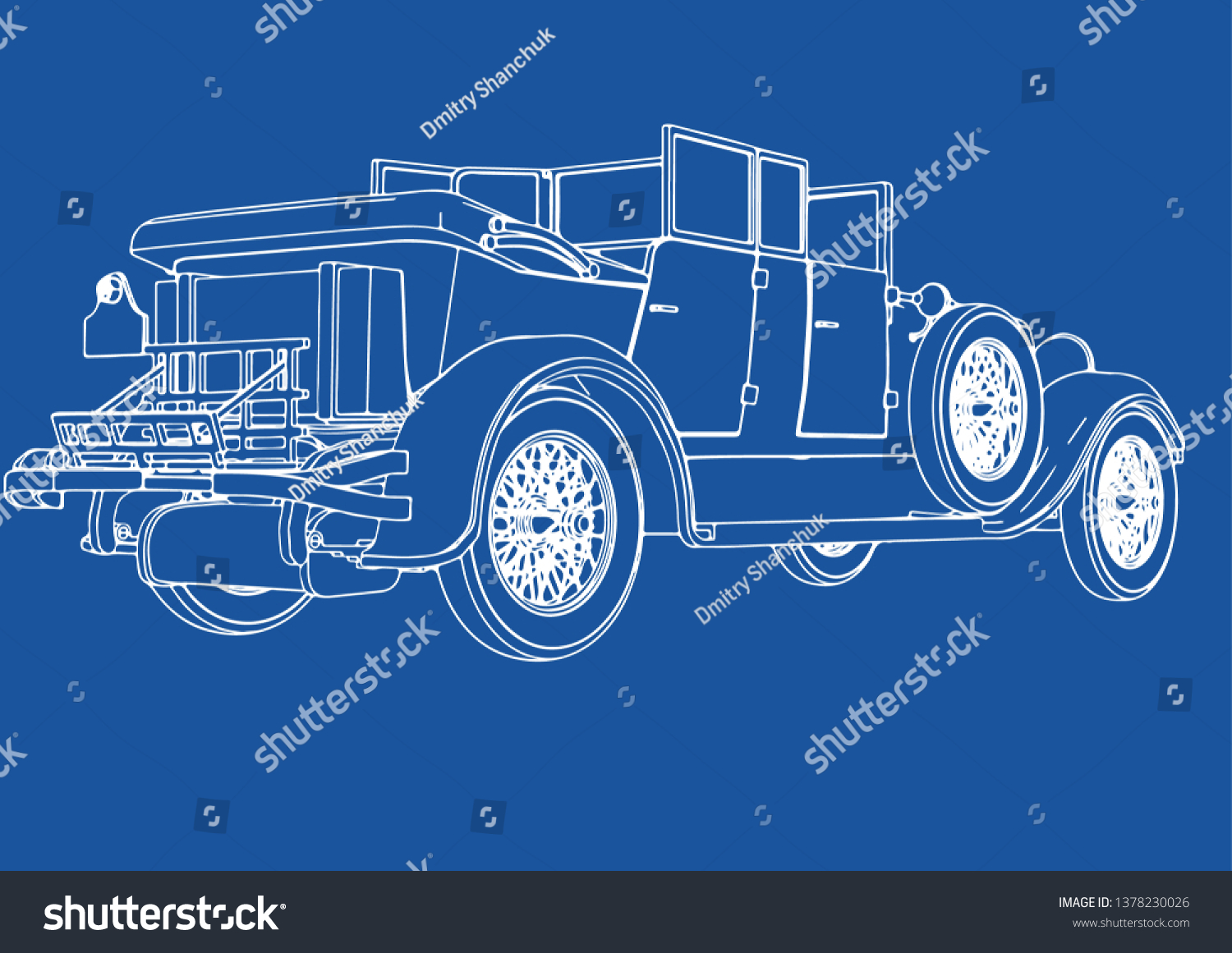 Old Car Drawing Vector Stock Vector (Royalty Free) 1378230026 ...