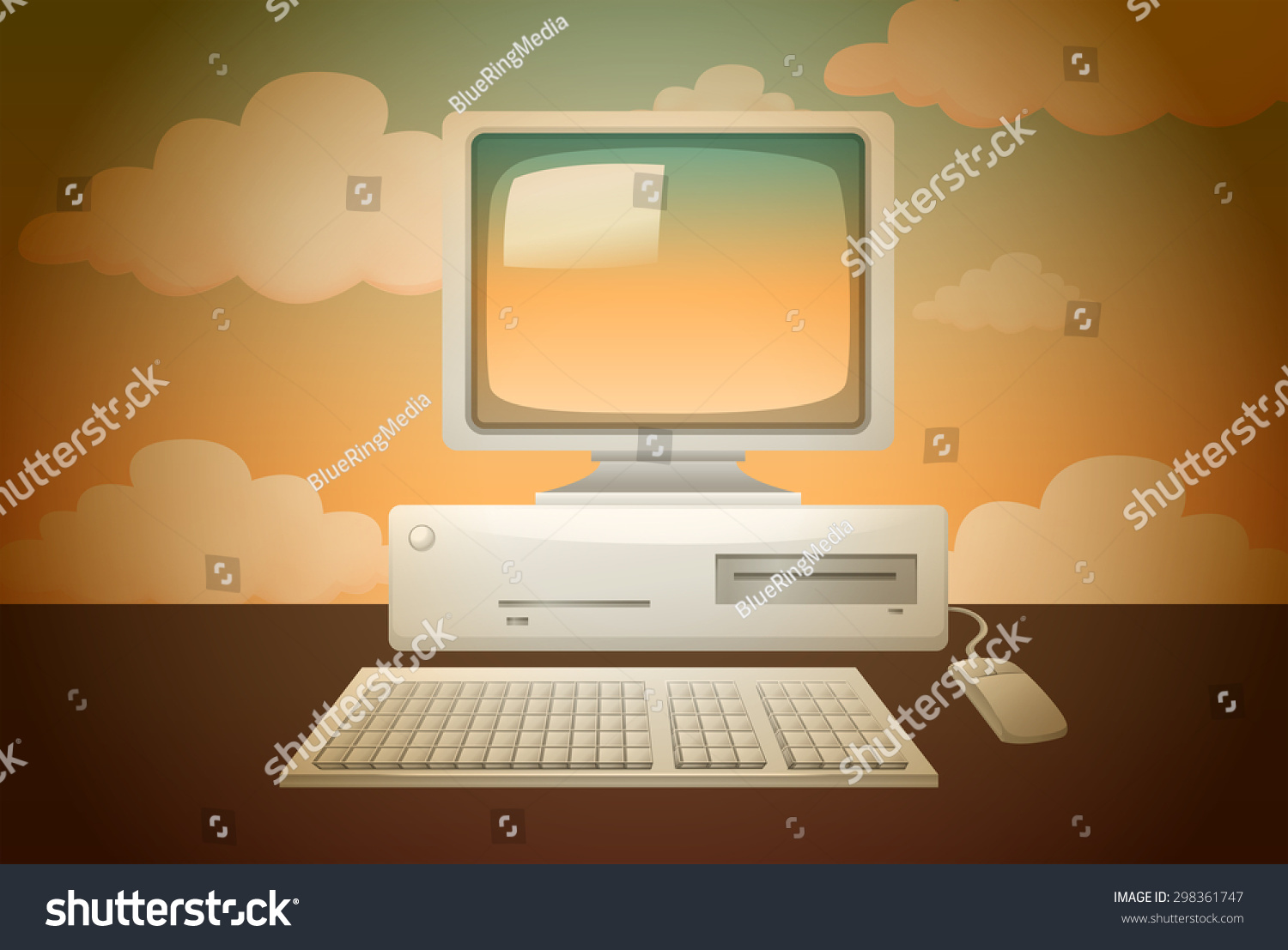 Old Computer Keyboard Mouse Stock Vector (Royalty Free) 298361747