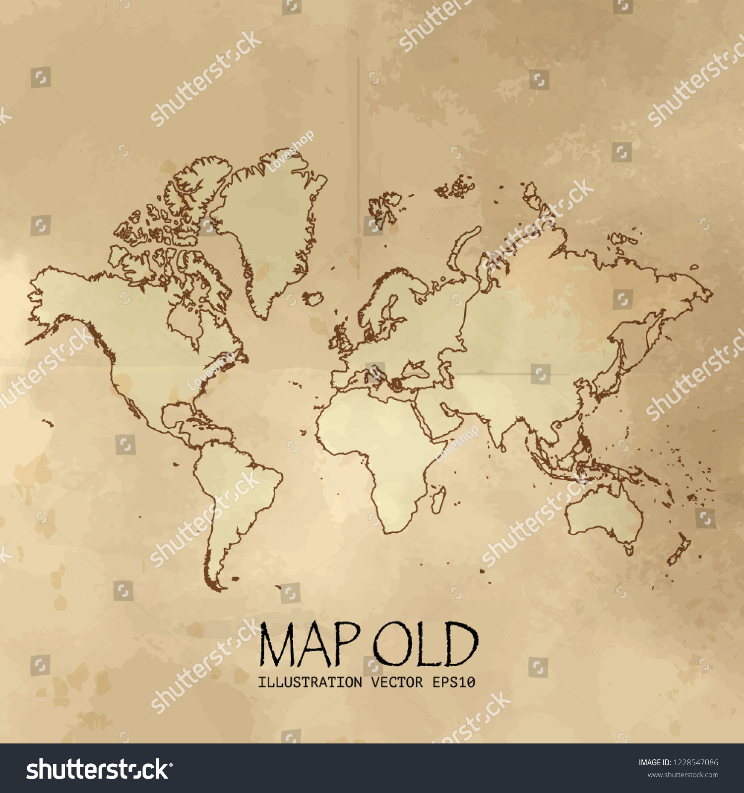 Old Continents Map Vintage Paper Texture Stock Vector (Royalty Free ...