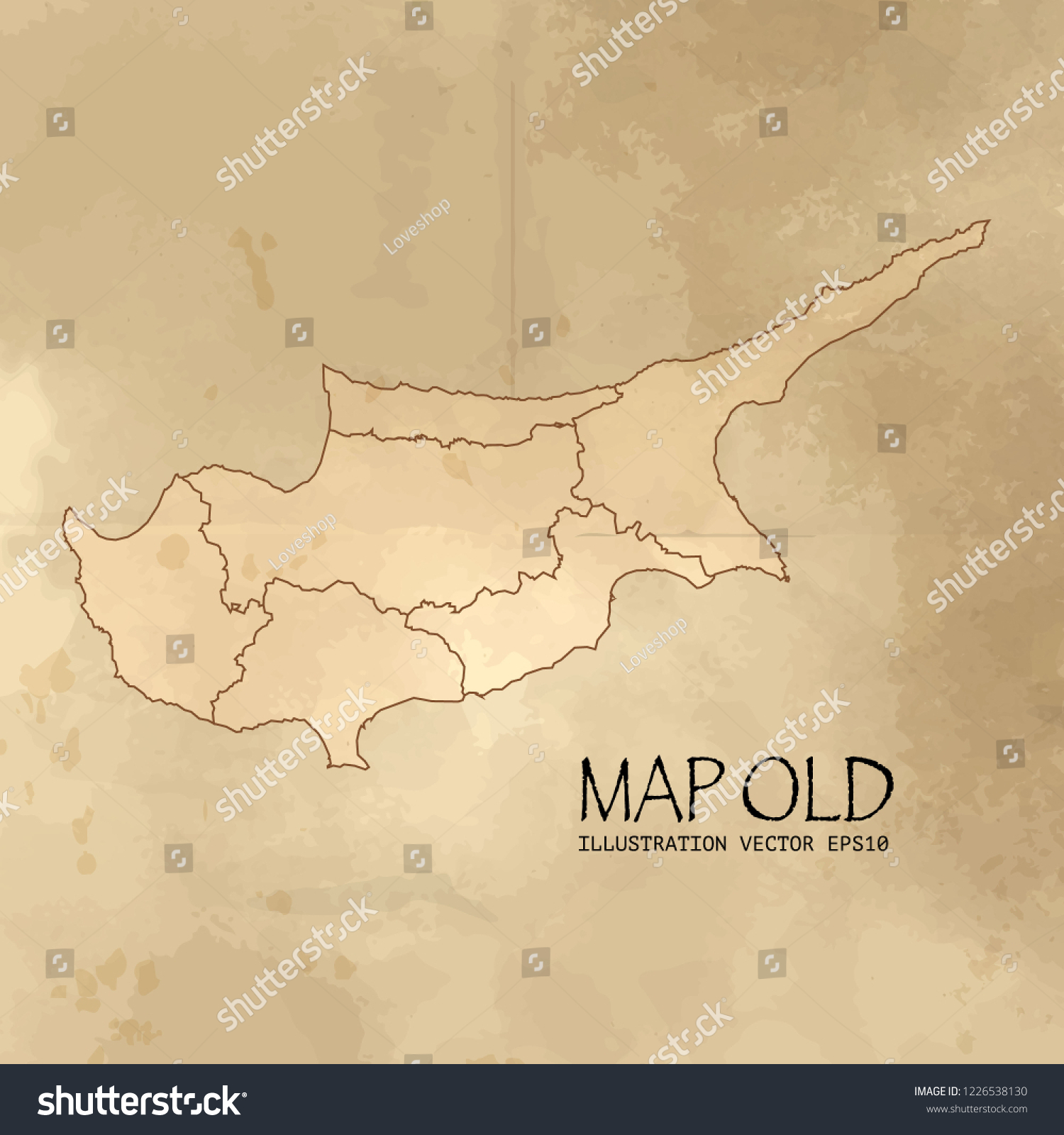 Old Cyprus Map Vintage Paper Texture: เวกเตอร์สต็อก (ปลอดค่าลิขสิทธิ์ ...