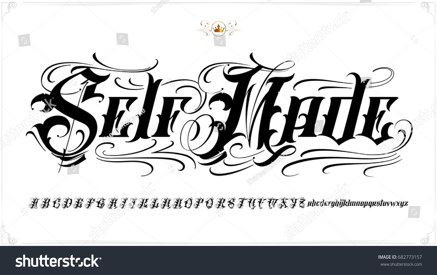 Old English Vector Lettering Set Stock Vector (Royalty Free) 682773157