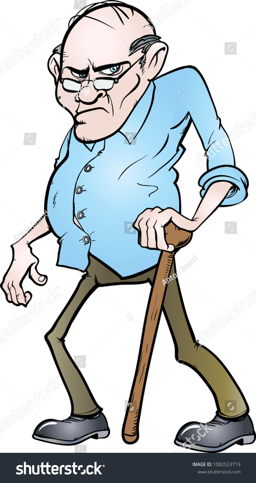 Old Grouchy Man Vector Illustration: vector de stock (libre de regalías ...
