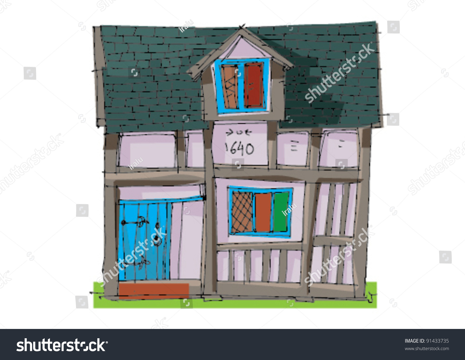 Old House Cartoon Stock Vector 91433735 - Shutterstock