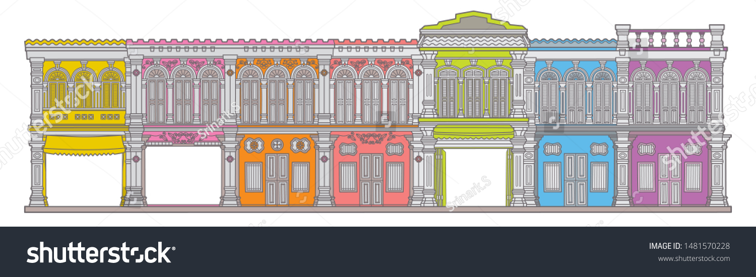 Old House Vector Facade Building Stock Vector (Royalty Free) 1481570228