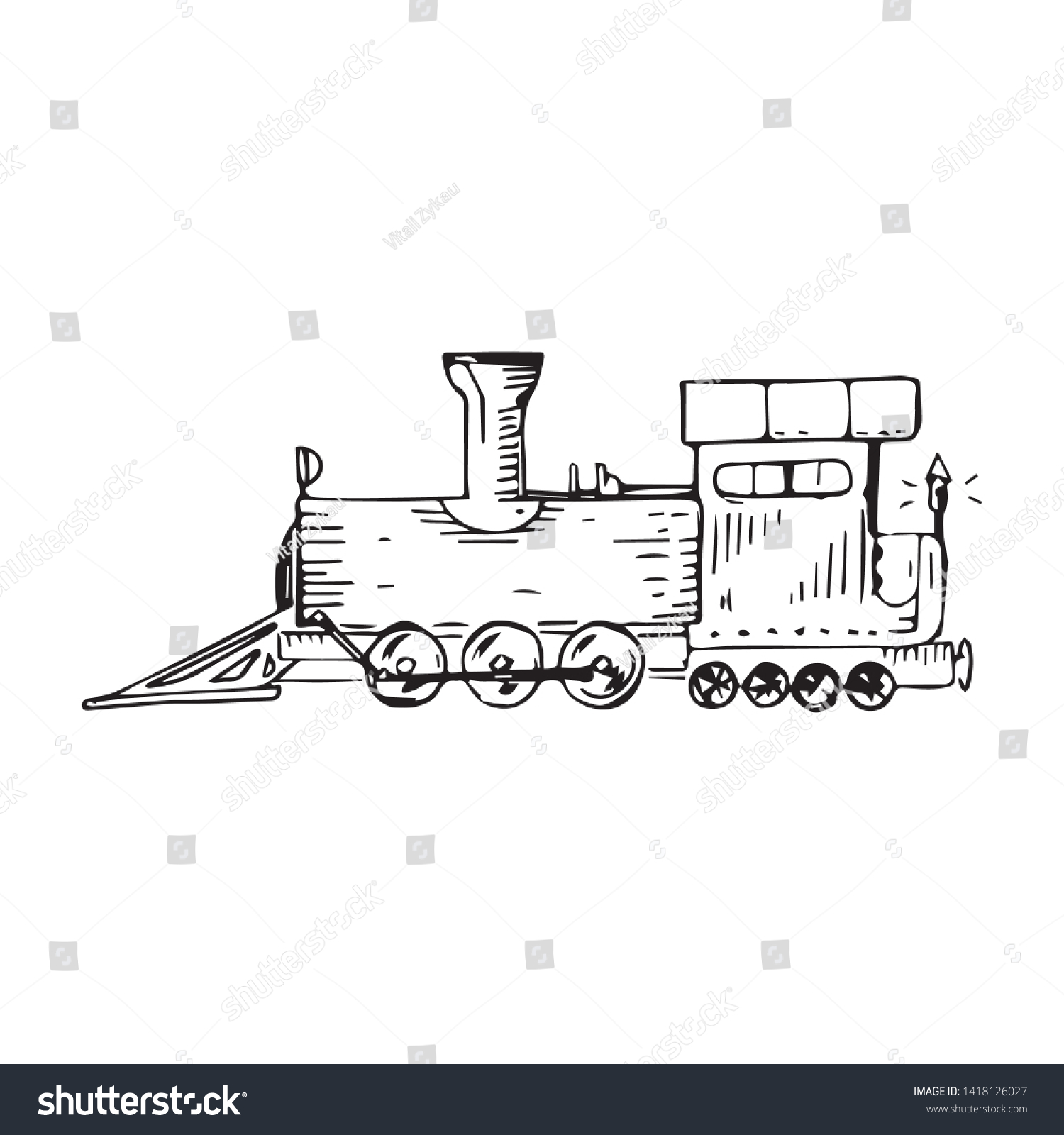 Old Iron Train Vector Sketch Stock Vector (Royalty Free) 1418126027 ...