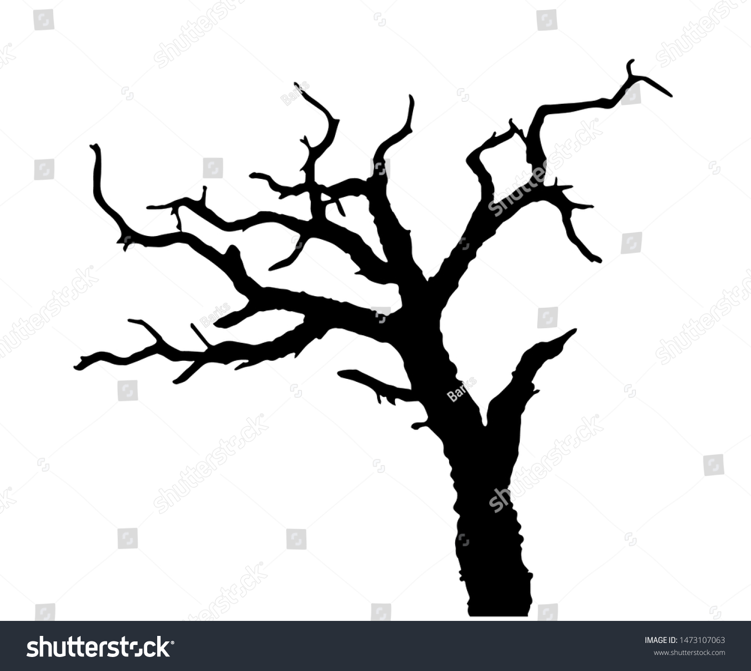 Old Leafless Tree Silhouette Vector Illustration Stock Vector (Royalty Free) 1473107063