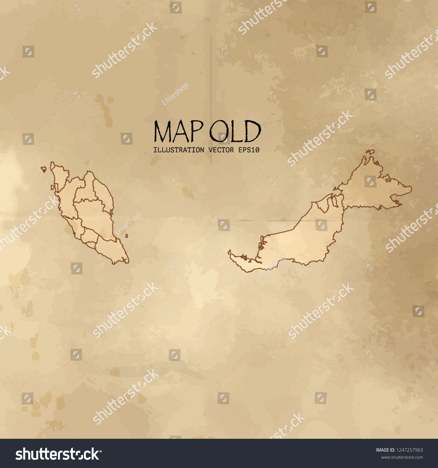 Old Malaysia Map Vintage Paper Texture: vector de stock (libre de ...