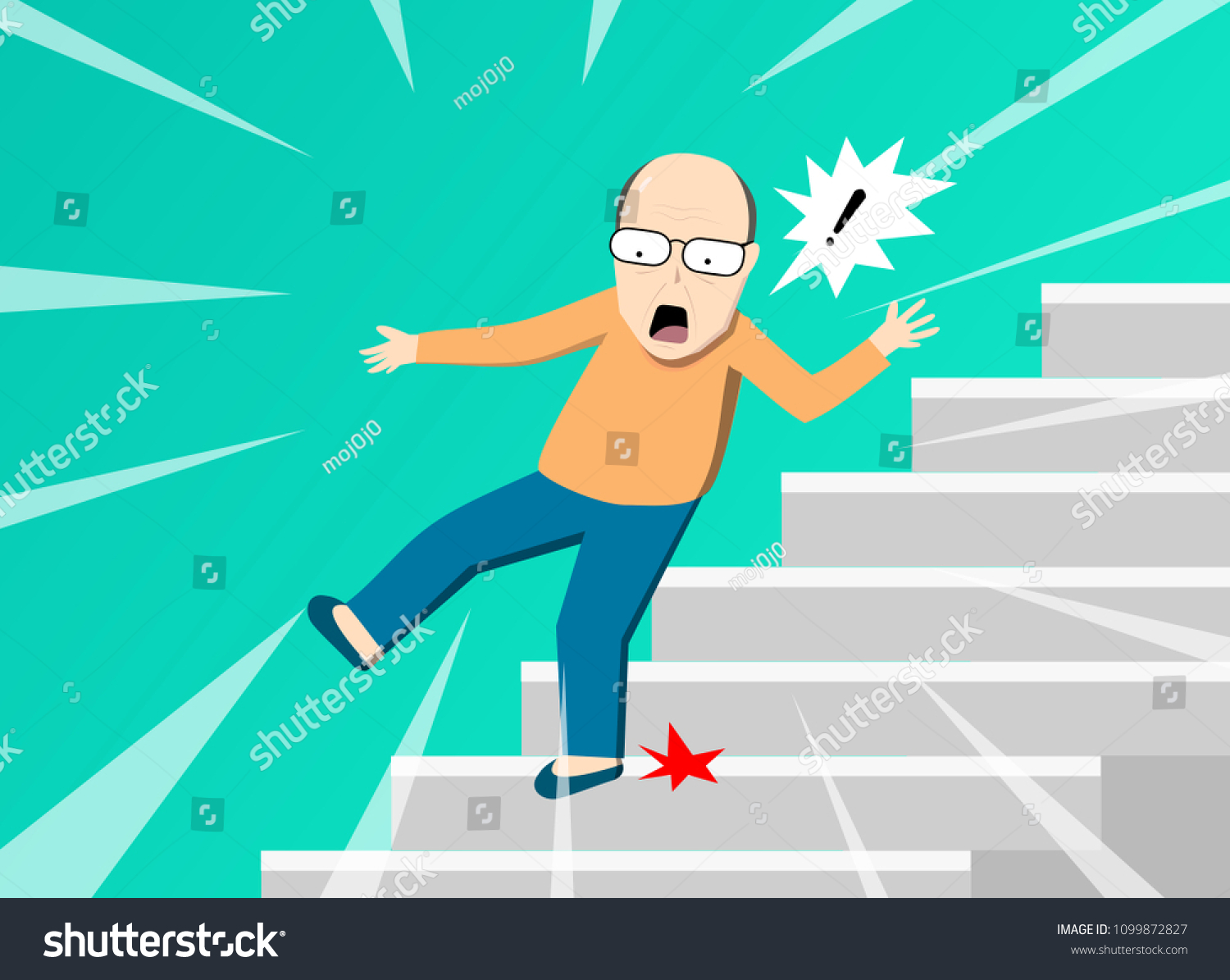 Old Man Falling Staircase Vector Art: vector de stock (libre de ...