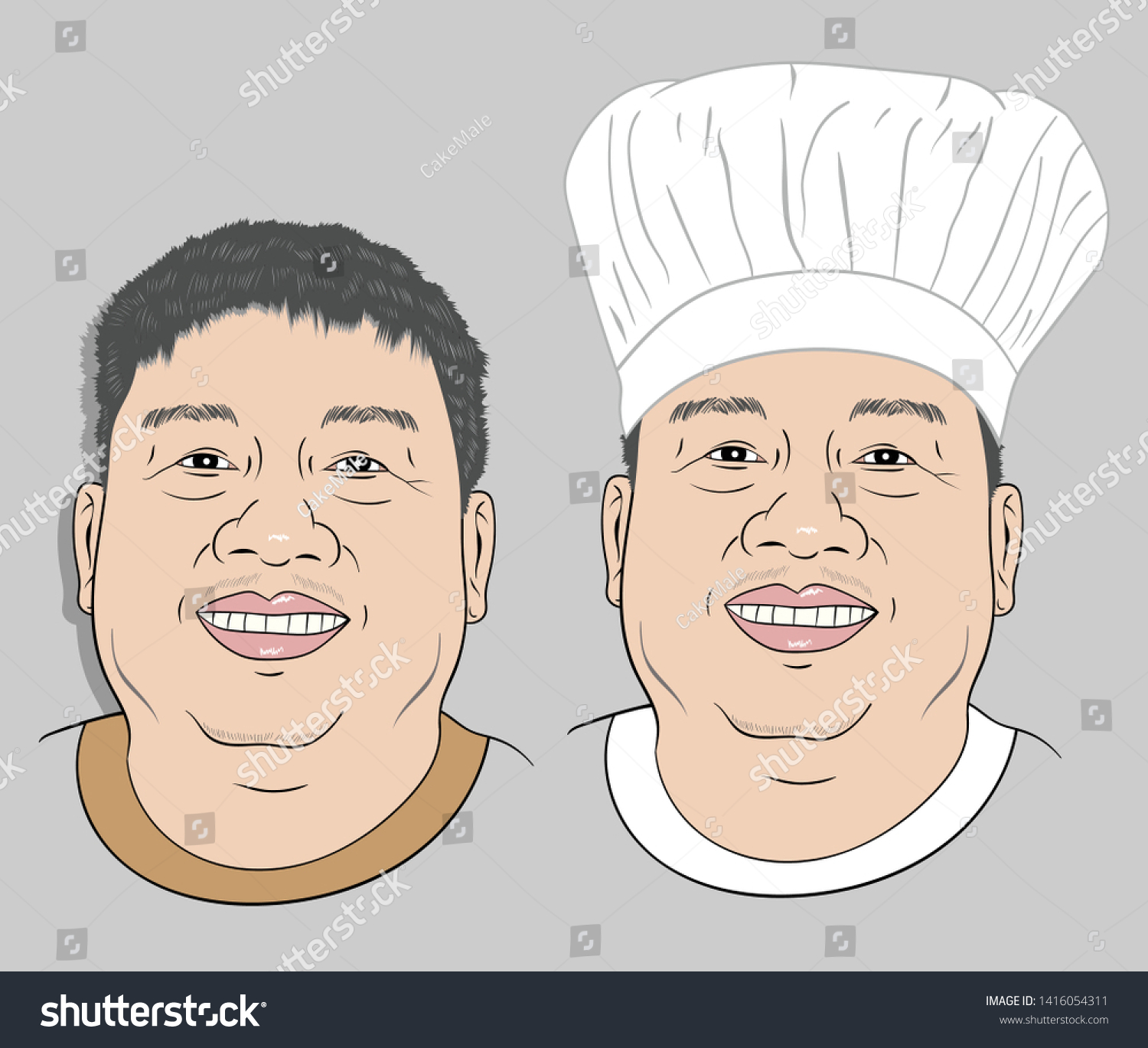 Old Man Chef Hat Vector Drawing Stock Vector (Royalty Free) 1416054311