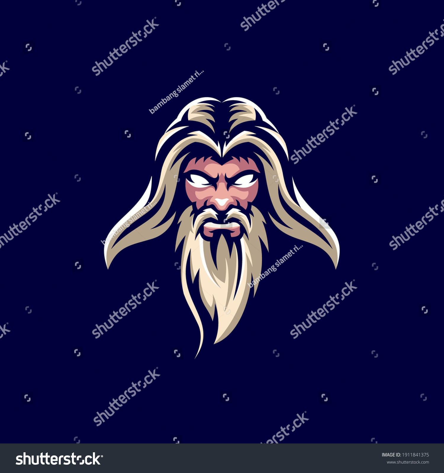 Old Man Logo Design Beard Stock Vector (Royalty Free) 1911841375