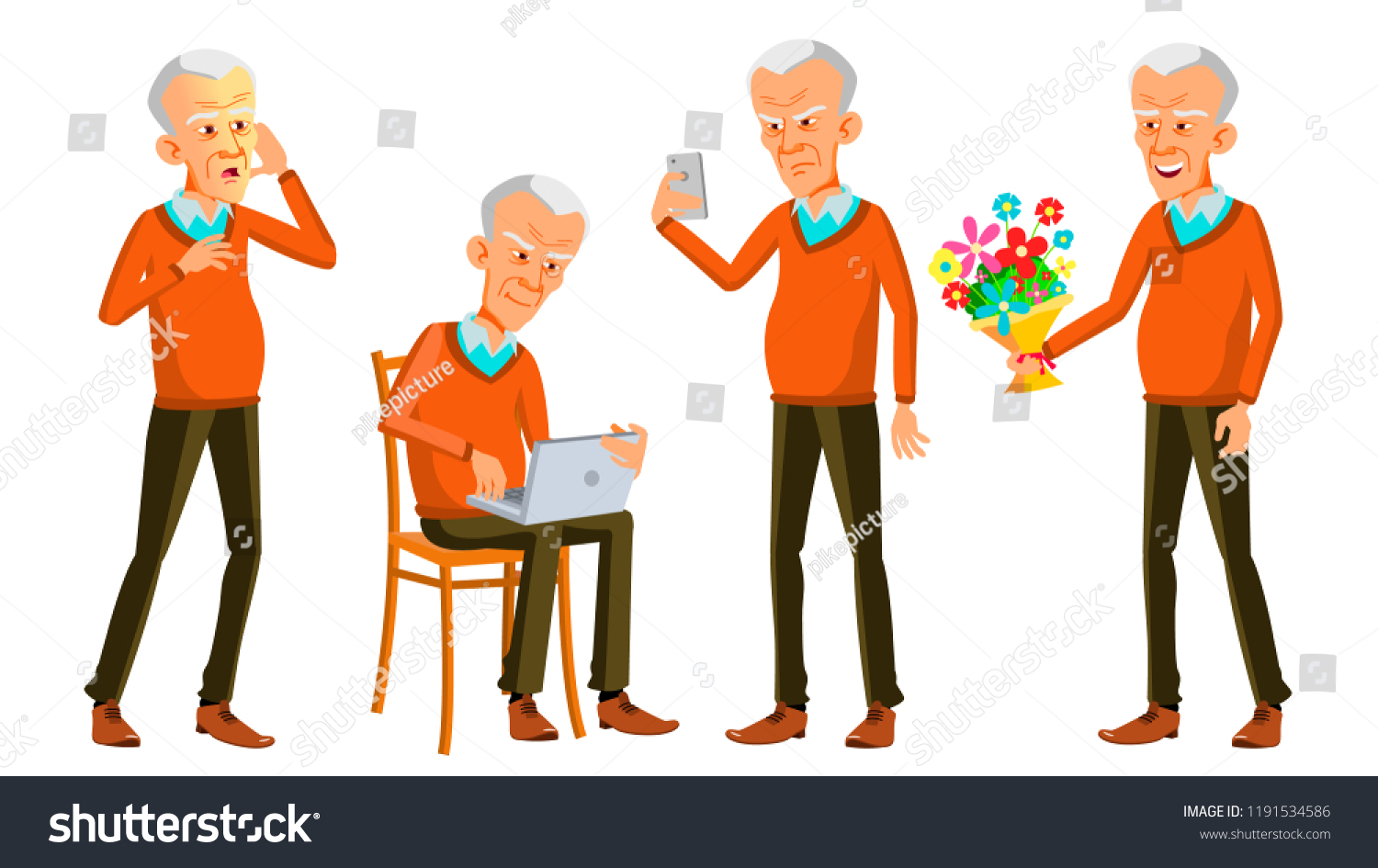Old Man Poses Set Vector Asian Stock Vector (Royalty Free) 1191534586 ... Old Man Poses Set Vector Asian Stock Vector (Royalty Free) 1191534586 ...