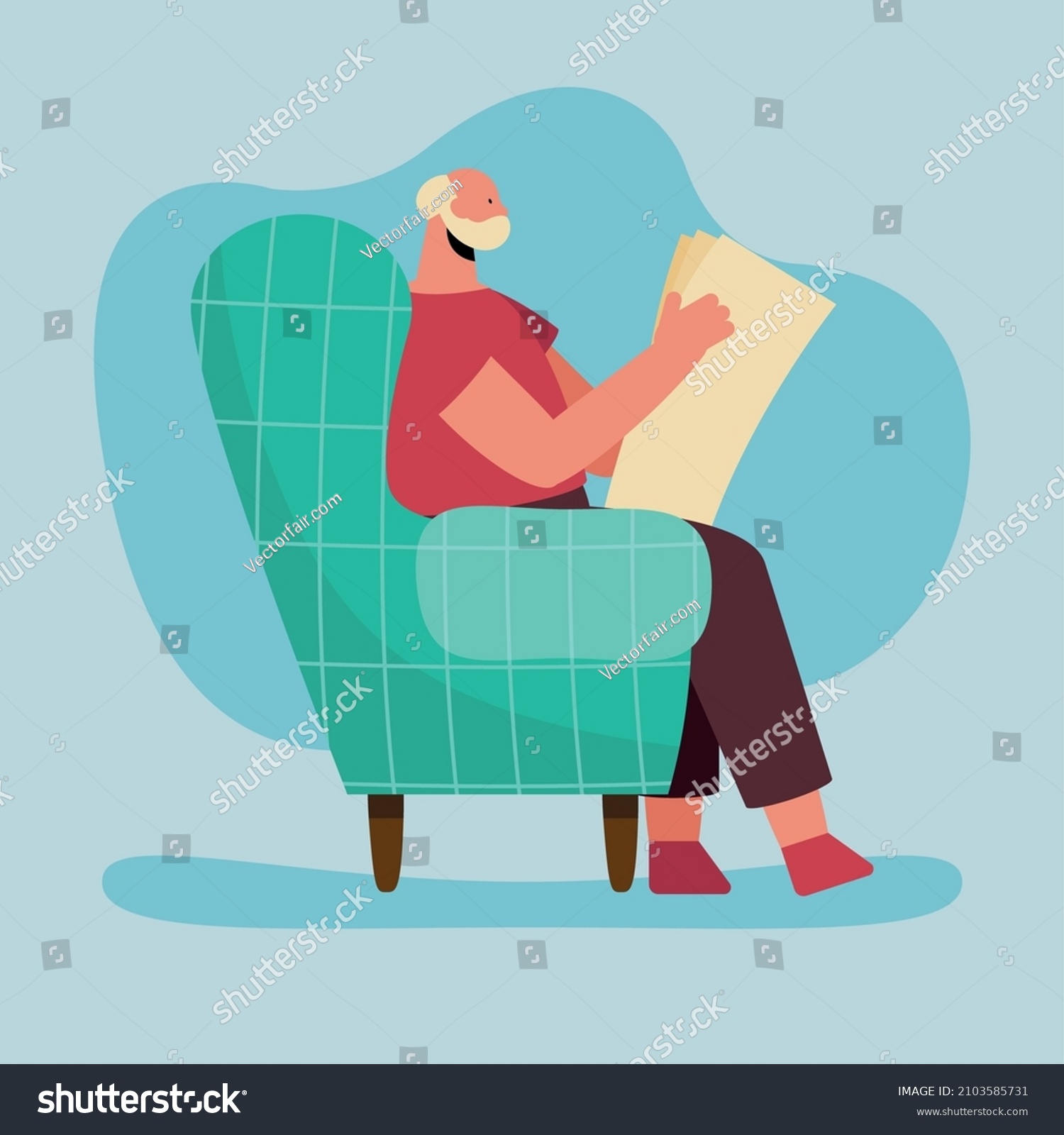 Old Man Reading Book Character Stock Vector (Royalty Free) 2103585731 ...